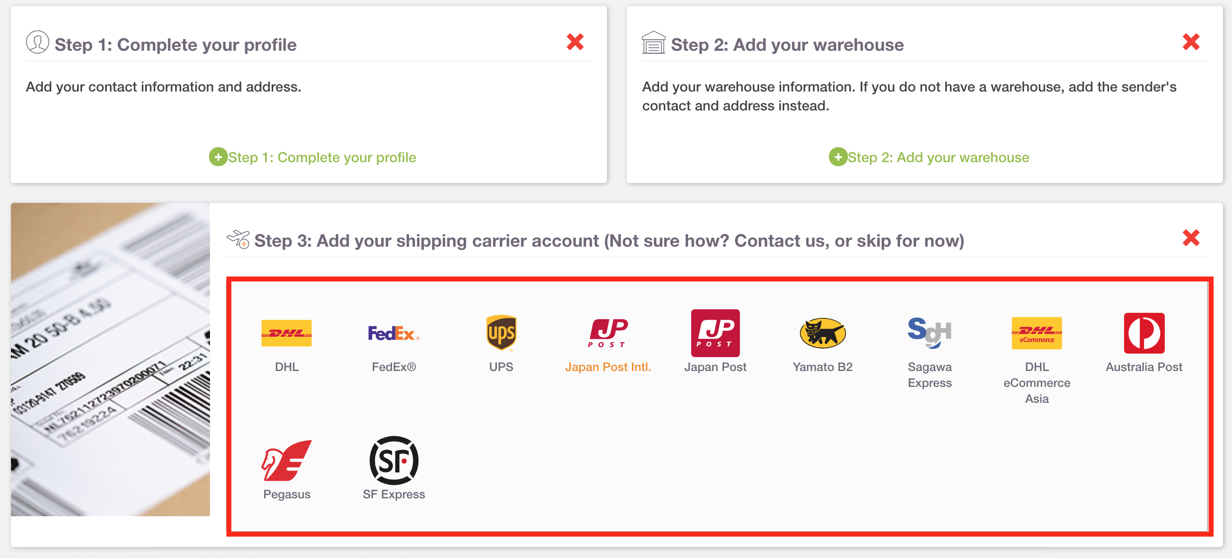 Step 3: Add your shipping carrier account – Ship&co