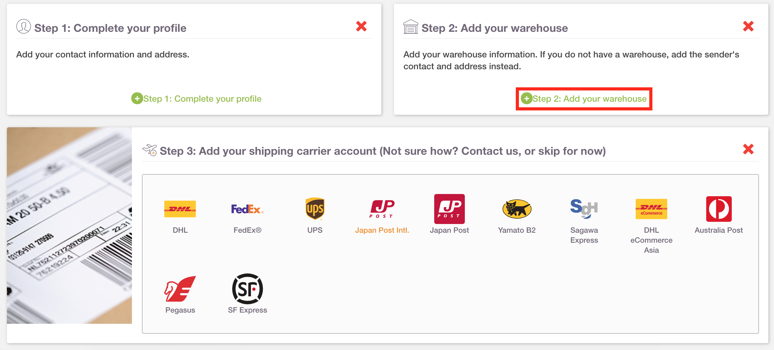 Step 2: Add your warehouse – Ship&co